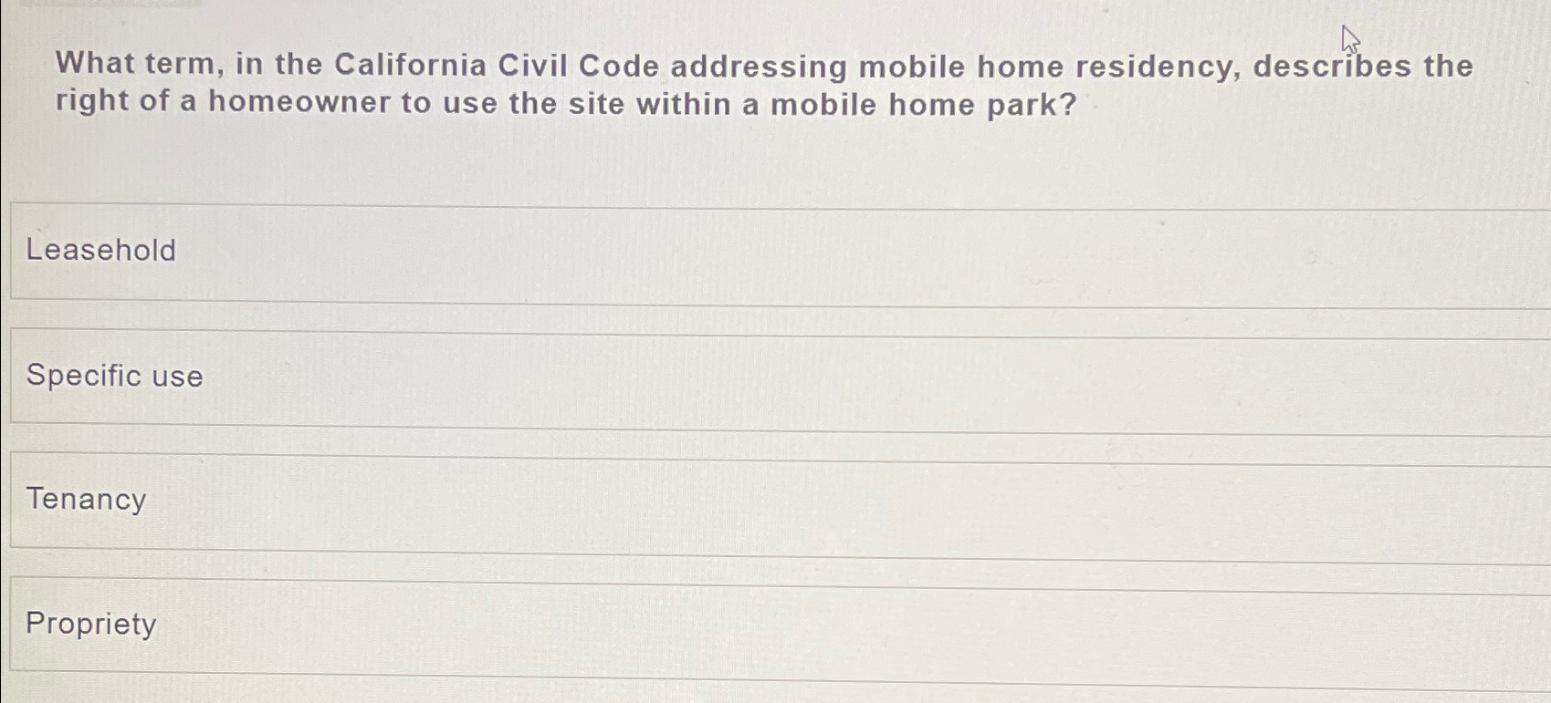 Solved What term, in the California Civil Code addressing | Chegg.com