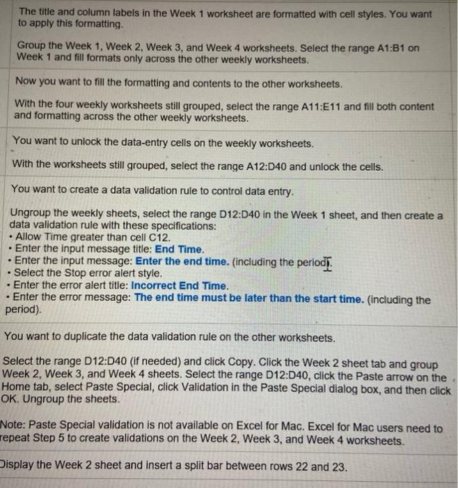 The title and column labels in the Week 1 worksheet | Chegg.com