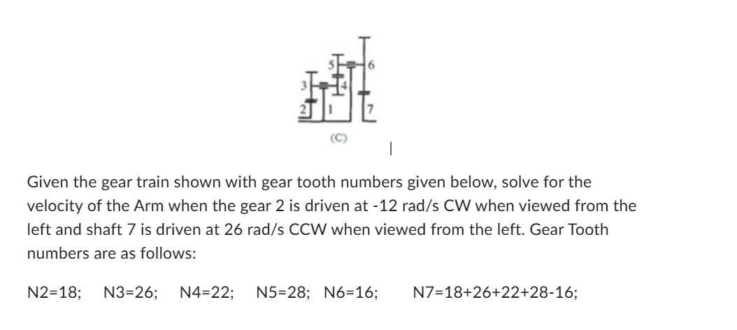 Given the gear train shown with gear tooth numbers | Chegg.com