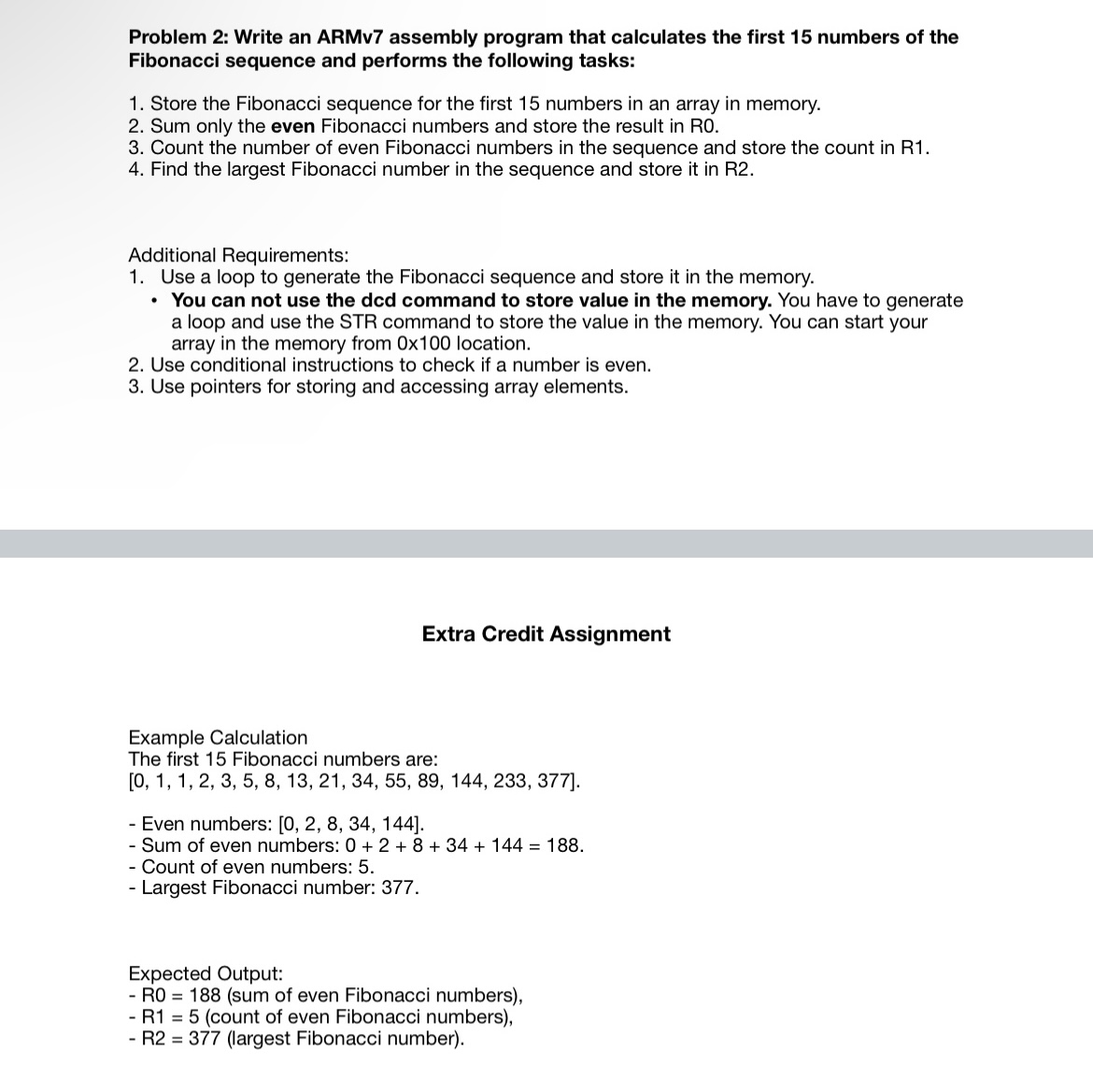 Problem 2: Write an ARMv7 ﻿assembly program that | Chegg.com