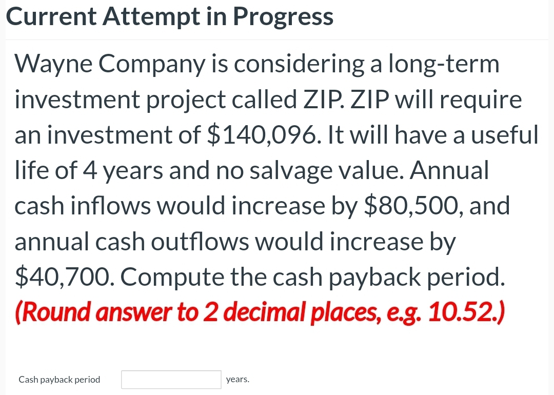 Solved Current Attempt in ProgressWayne Company is | Chegg.com