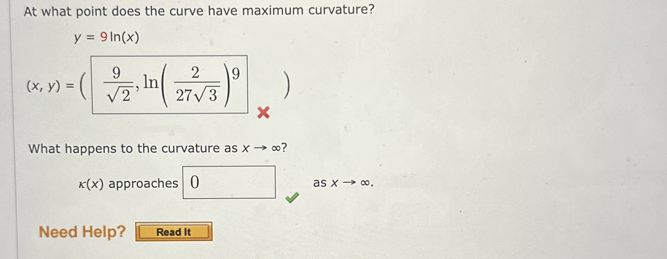 Solved At what point does the curve have maximum | Chegg.com