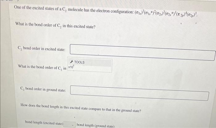 Solved One of the excited states of a C2 molecule has the | Chegg.com