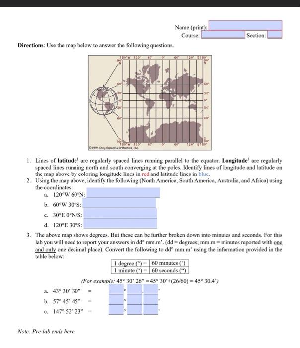 Solved Part I: Pre-Lab A map 1 is a representation of | Chegg.com