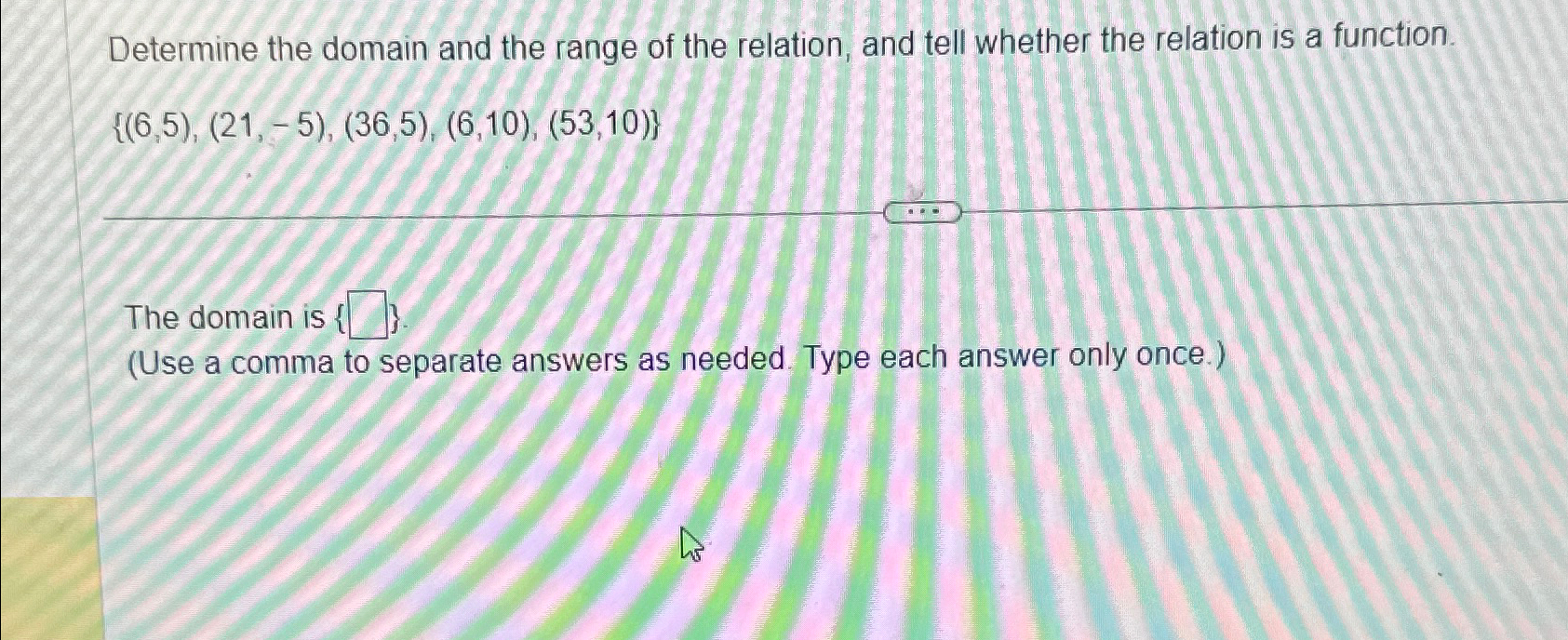 Solved Determine the domain and the range of the relation, | Chegg.com