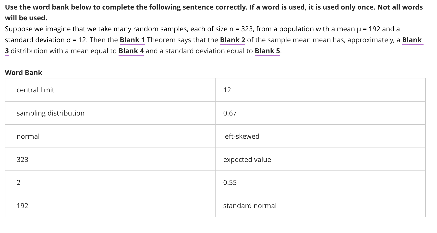 Solved Use the word bank below to complete the following | Chegg.com