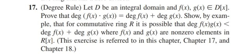 Solved 7. (Degree Rule) Let D be an integral domain and | Chegg.com