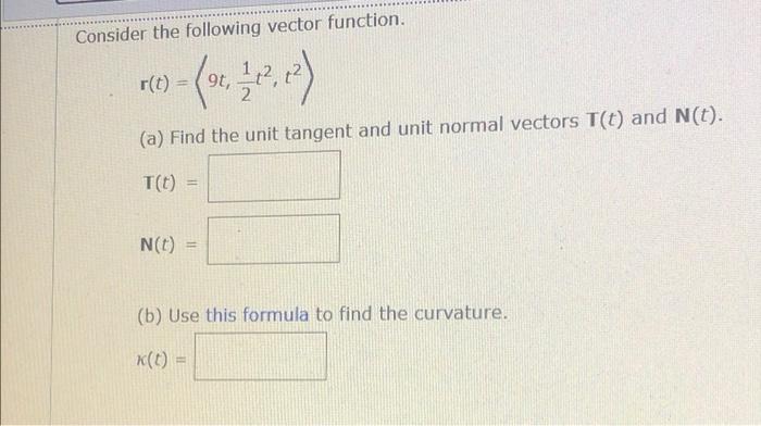 Solved Consider the following vector function. r(t) | Chegg.com
