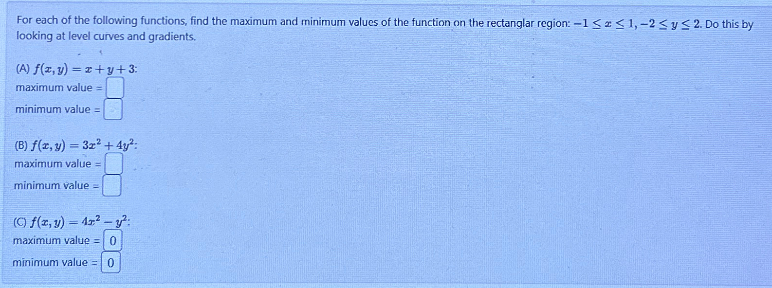 Solved For each of the following functions, find the maximum | Chegg.com