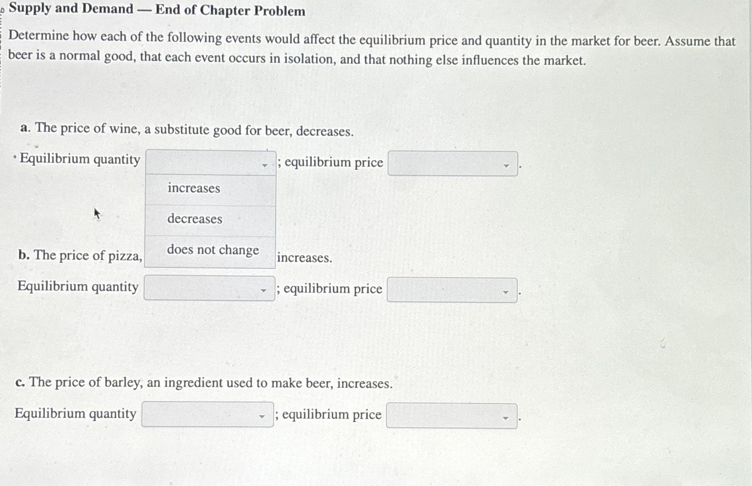 Solved Supply and Demand - ﻿End of Chapter ProblemDetermine | Chegg.com