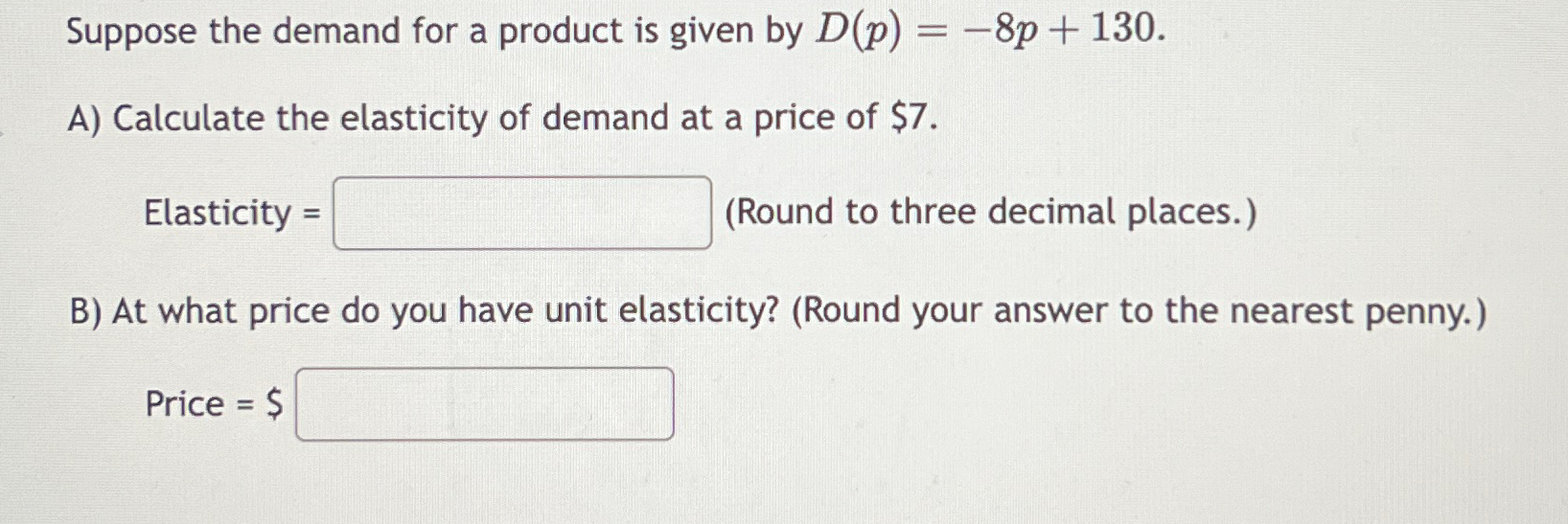 Solved Suppose the demand for a product is given by | Chegg.com