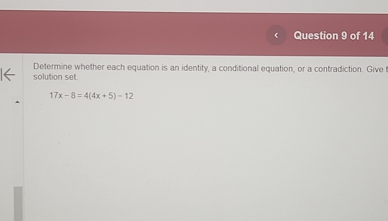 Solved Question 9 ﻿of 14Determine whether each equation is | Chegg.com