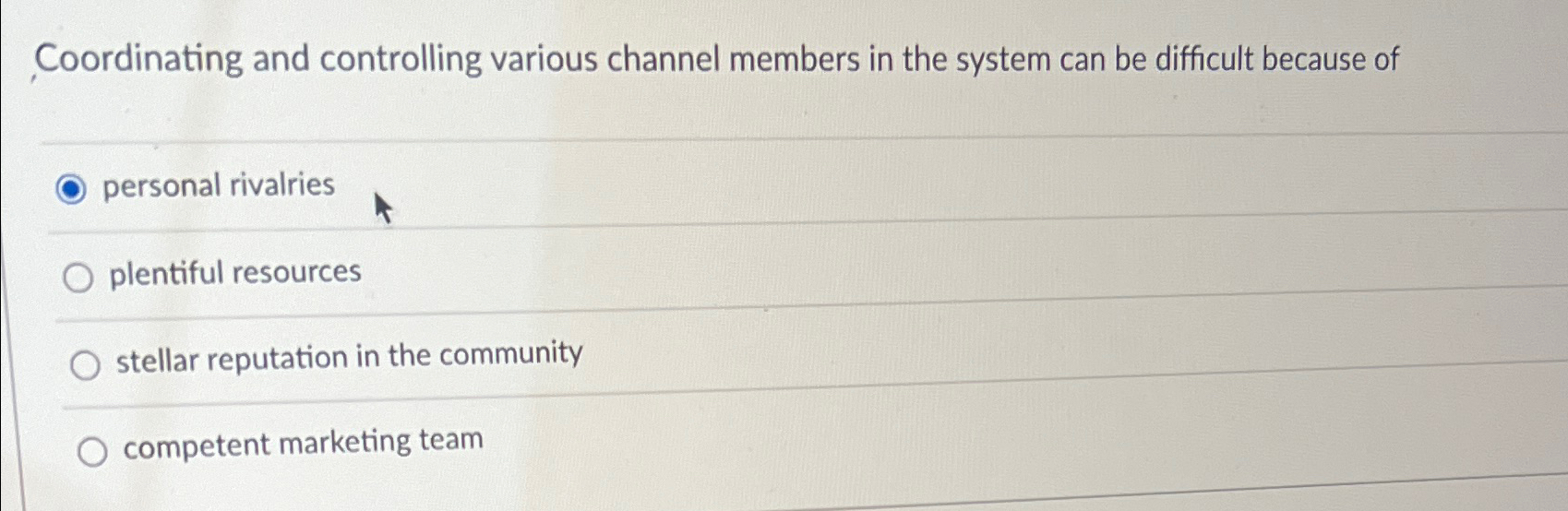 Solved Coordinating and controlling various channel members | Chegg.com