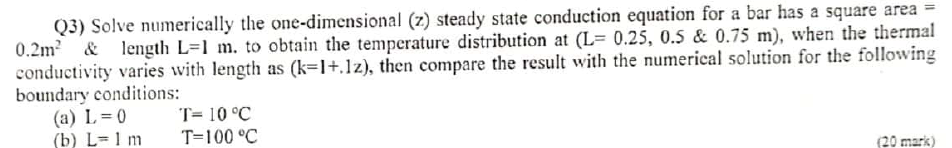 Solved Q3(z) ﻿steady state conduction equation for a bar has | Chegg.com