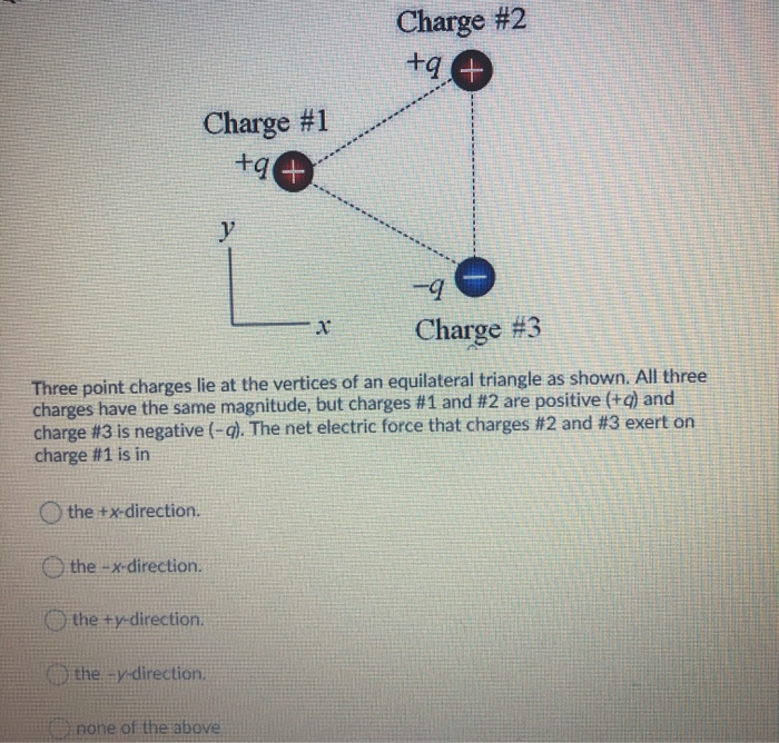 Solved Charge #2 +9.4 Charge #1 tact y x Charge #3 Three | Chegg.com