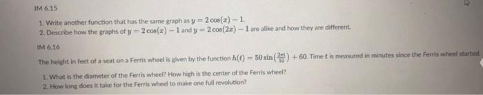 Solved IM 6.15 1. Write another function that has the same | Chegg.com