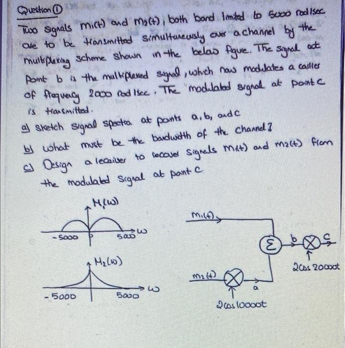 Solved Question Two Signals micr) and mact), both band | Chegg.com