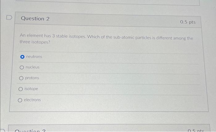 Solved An element has 3 stable isotopes. Which of the | Chegg.com