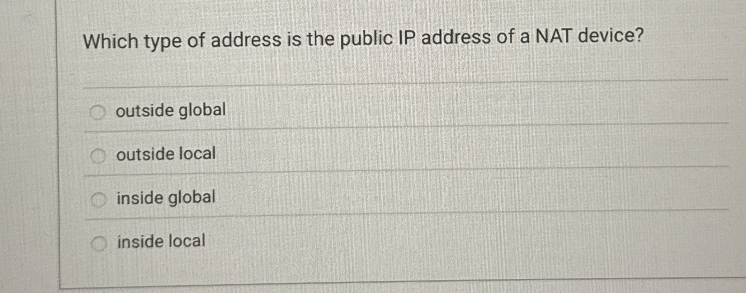 Solved Which type of address is the public IP address of a | Chegg.com