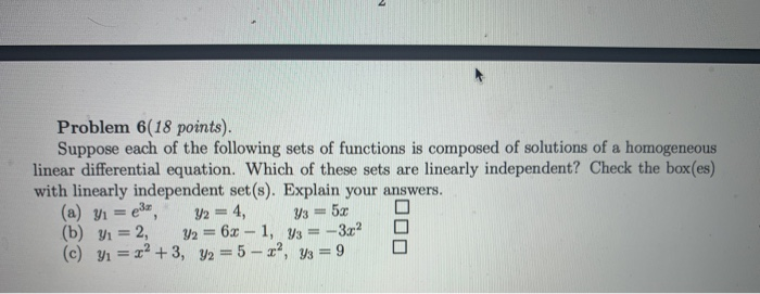 Solved Problem 6(18 points). Suppose each of the following | Chegg.com