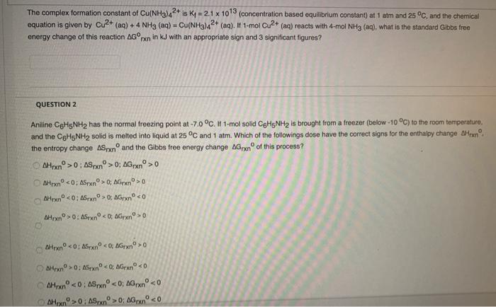 Solved The complex formation constant of Cu(NH3)42+ is Ky = | Chegg.com