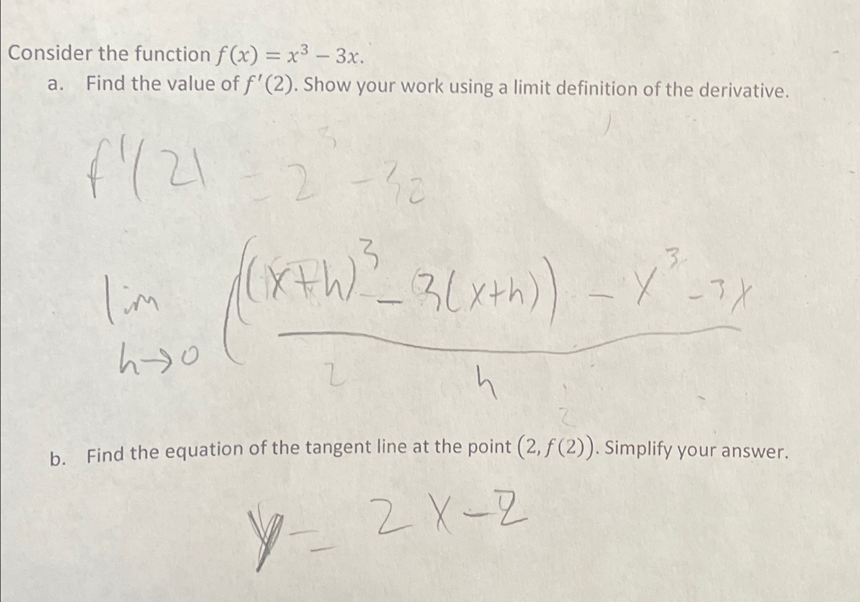 Solved Consider the function f(x)=x3-3x.a. ﻿Find the value | Chegg.com
