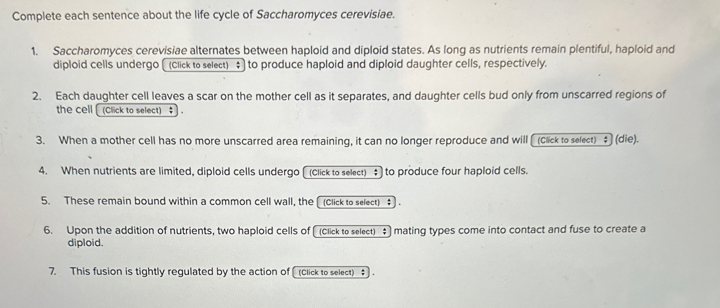 Solved Complete each sentence about the life cycle of | Chegg.com