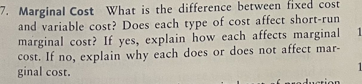 Solved Marginal Cost What is the difference between fixed | Chegg.com