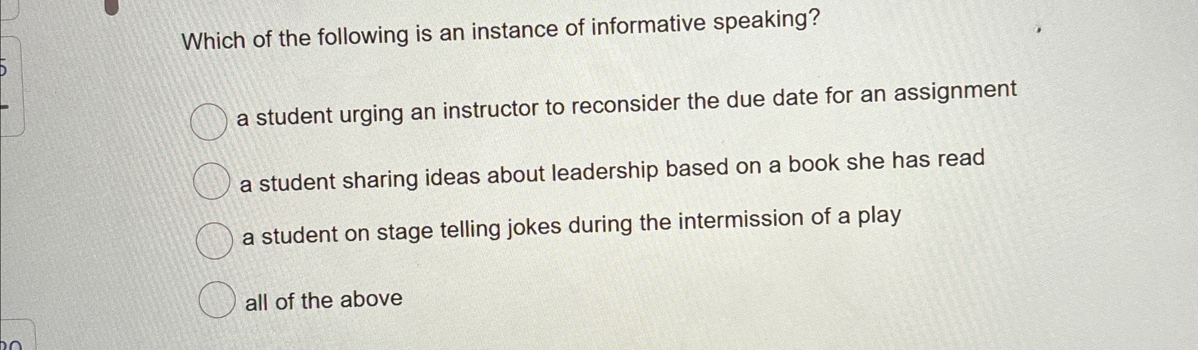 Solved Which of the following is an instance of informative | Chegg.com