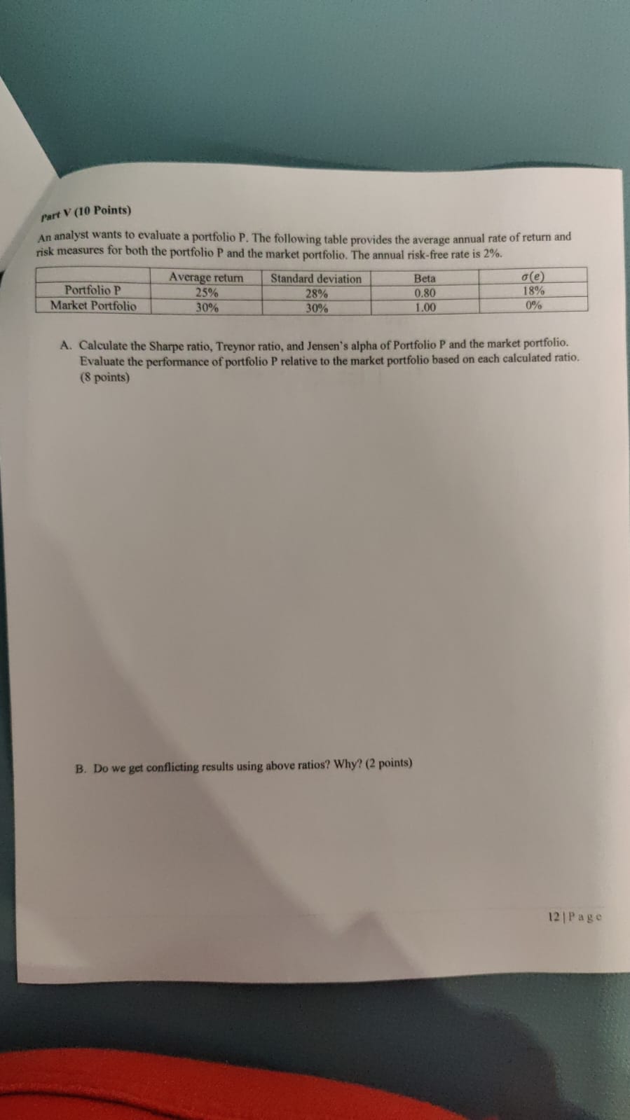 Solved part V (10 ﻿Points)An analyst wants to evaluate a | Chegg.com