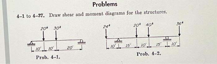 Solved Problems 4-1 to 4-37. Draw shear and moment diagrams | Chegg.com