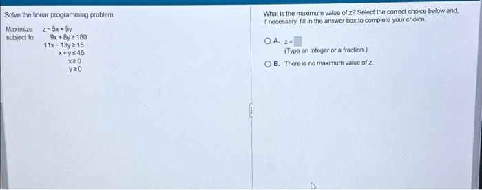 Solved Use graphical methods to solve this linear | Chegg.com