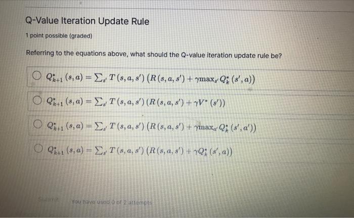 Solved The derivation of the Q-value iteration update rule | Chegg.com
