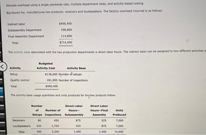Solved Allocate overhead using a single plantwide rate, | Chegg.com