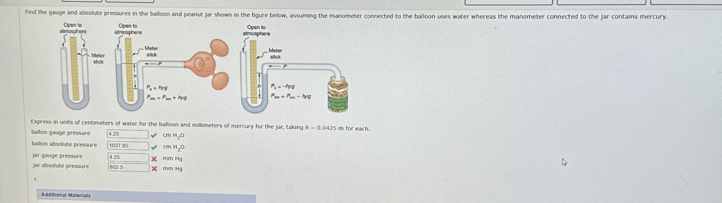 Solved Express in units of centimeters of water for the | Chegg.com