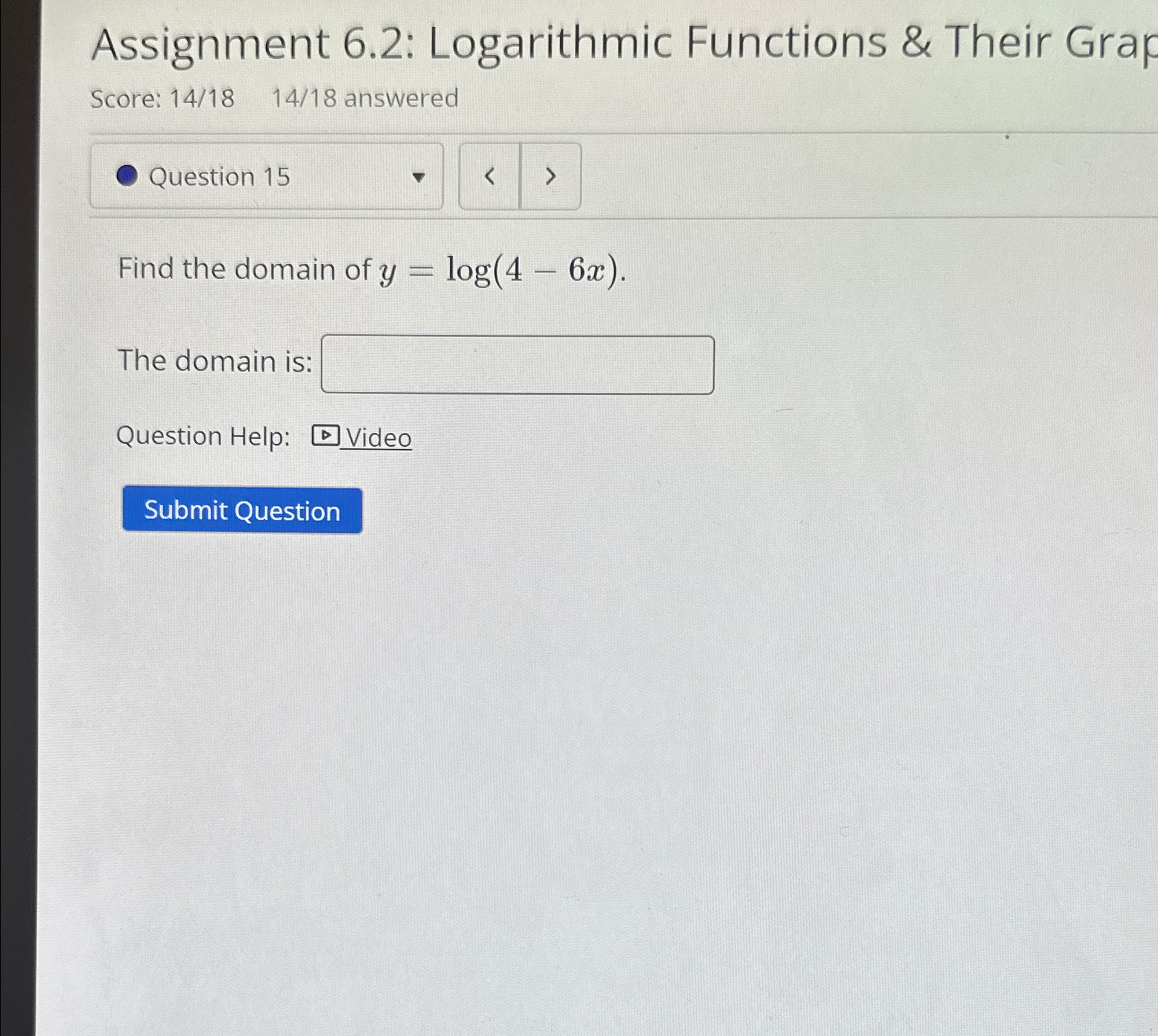 Solved Assignment 6.2: Logarithmic Functions & Their | Chegg.com