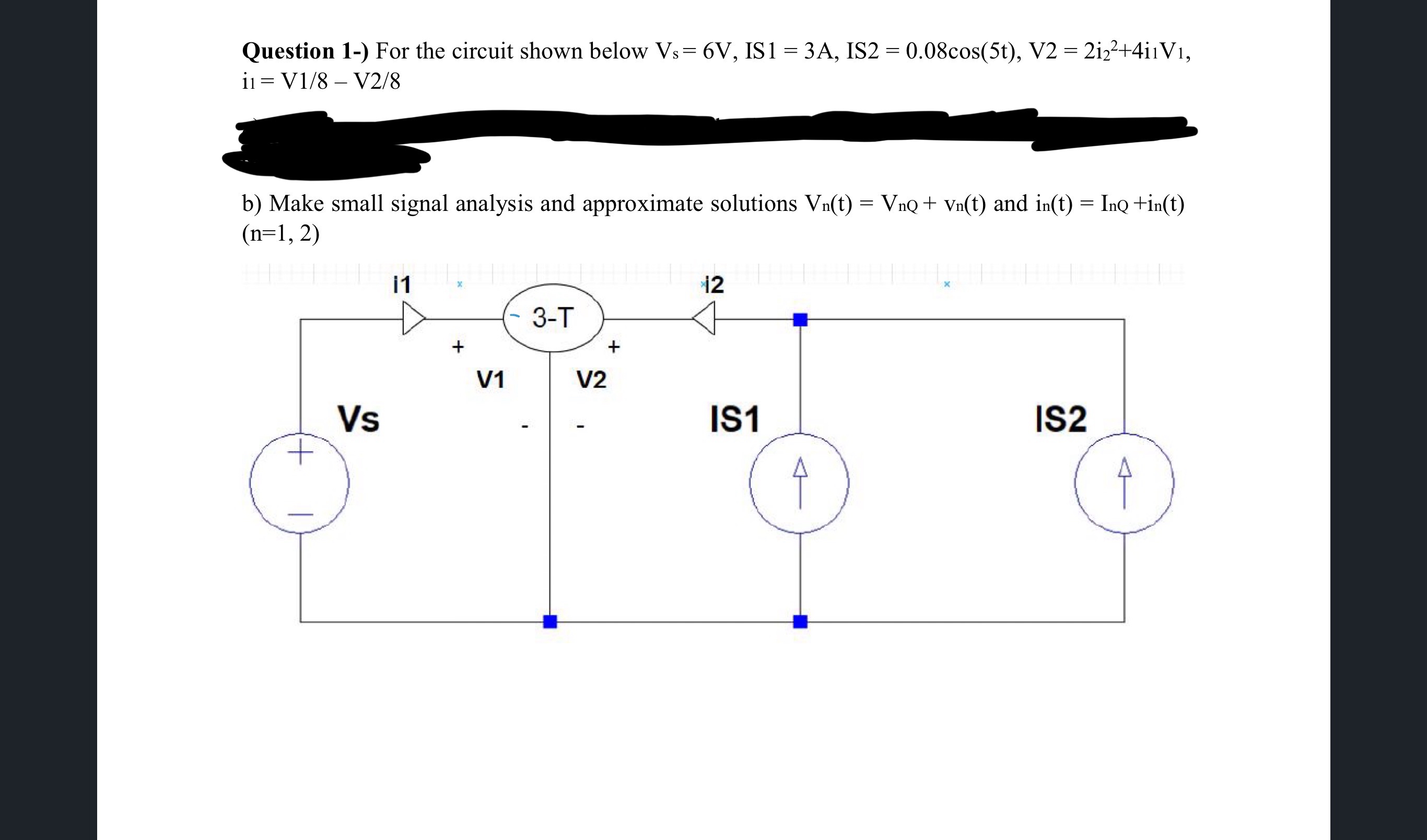 Solved Question 1-) ﻿For the circuit shown below | Chegg.com