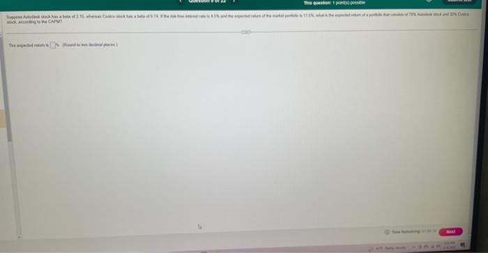 Solved suppose Autodesk stock has a beta of 2.15, whereas | Chegg.com