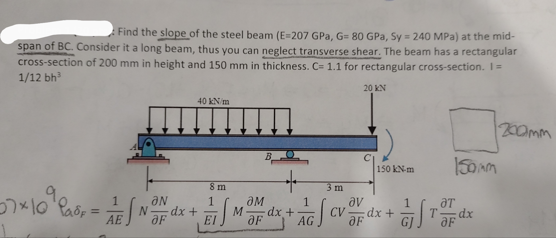 Solved Find the slope of the steel beam | Chegg.com