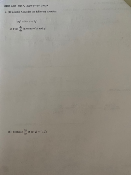 Solved MATH-1325-THQ.7, 2020-07-05 18:19 5. (10 points) | Chegg.com