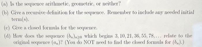 Solved Consider the sequence 3,7,11,15,19,23,… (assuming | Chegg.com