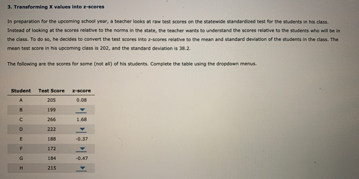 Solved 3. Transforming X values into z-scores In preparation | Chegg.com