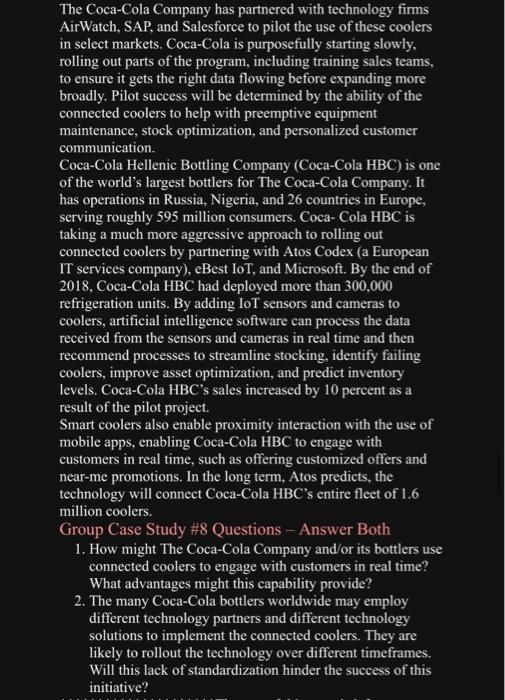 Solved Group Case Study \#8 (Chapter 8) Coca-Cola Benefits | Chegg.com