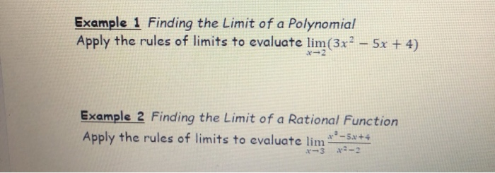 Solved Example 1 Finding the Limit of a Polynomial Apply the | Chegg.com