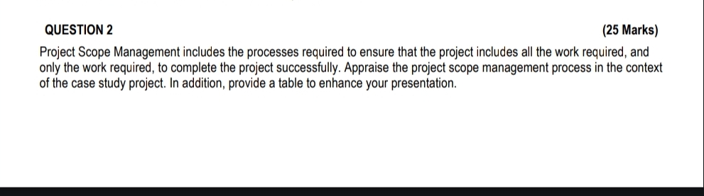 Solved QUESTION 2Project Scope Management includes the | Chegg.com