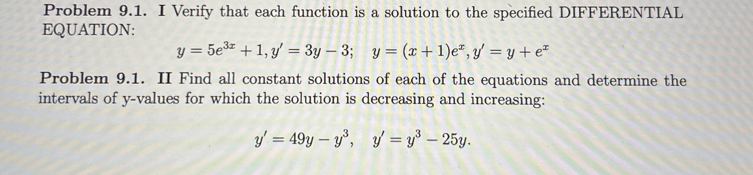 Solved Two parts of same question.Problem 9.1. ﻿Part I: | Chegg.com