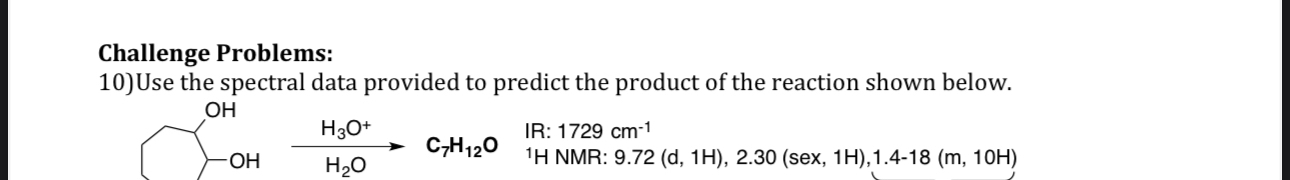 Challenge Problems:Use the spectral data provided to | Chegg.com
