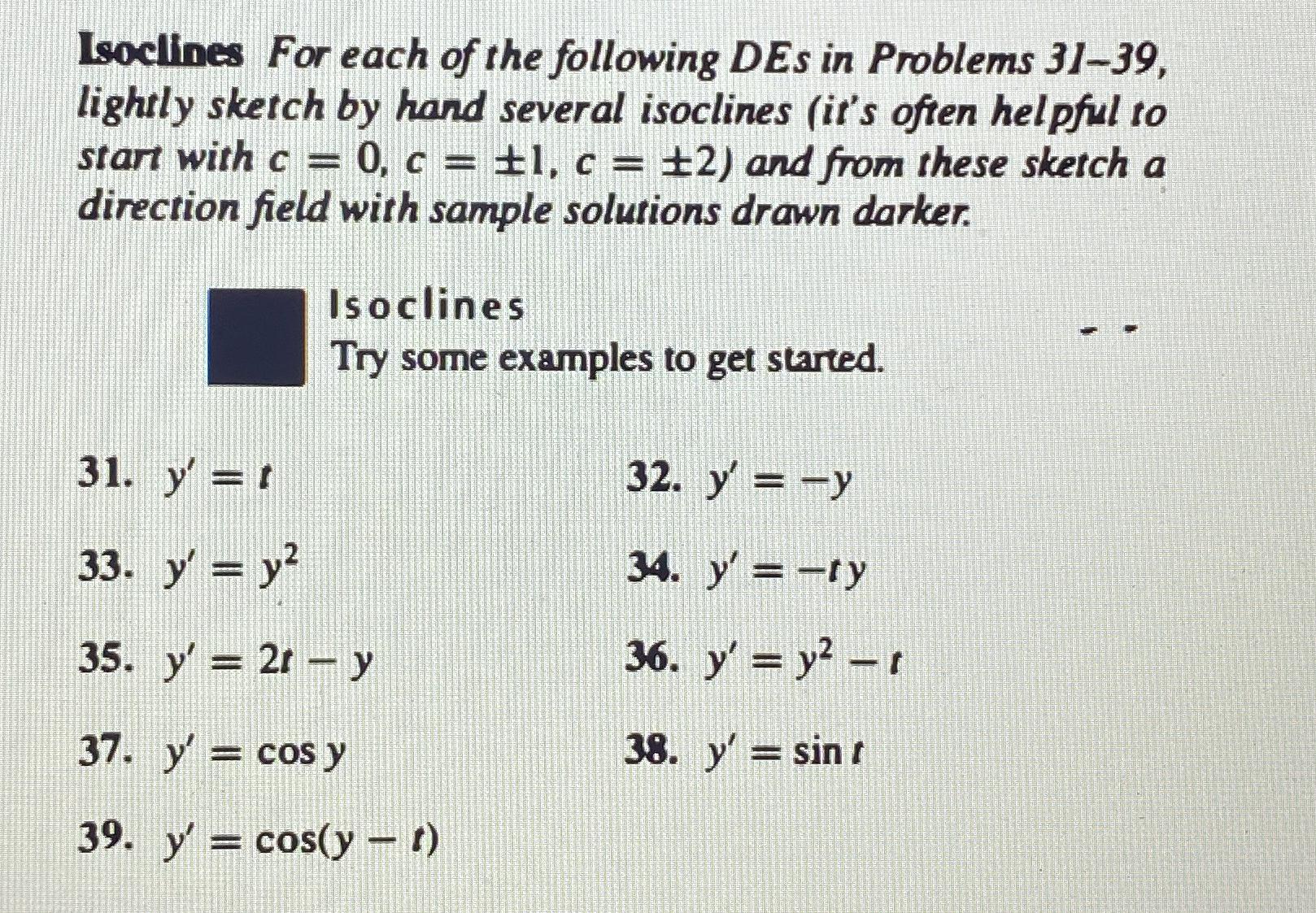 Solved 31 ﻿and 35 ﻿pleaseIsoclines For each of the following | Chegg.com