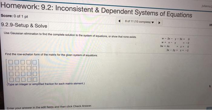 Solved Homework: 9.2: Inconsistent & Dependent Systems of | Chegg.com