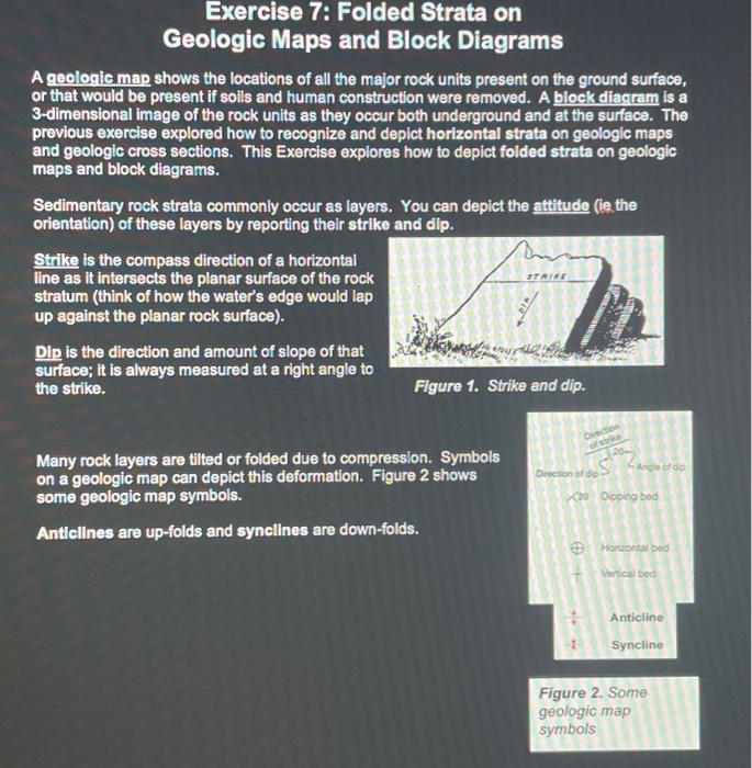 Solved Exercise 7: Folded Strata on Geologic Maps and Block | Chegg.com